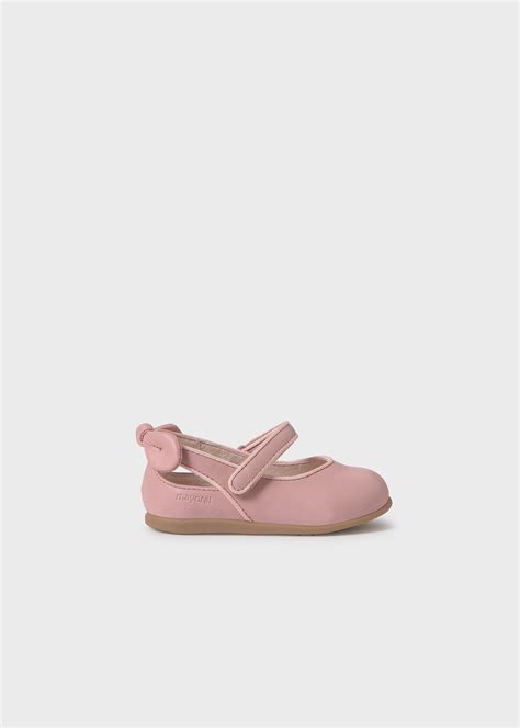 Ballerine Fiocco Con Soletta In Pelle Sostenibile Neonata Rosa Mayoral