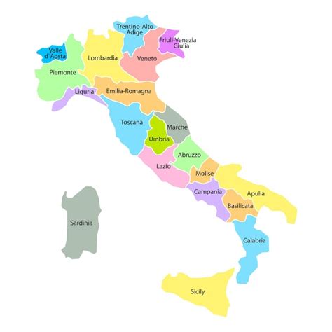 Premium Vector Italy Map Background With Regions And Region Names In