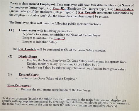 solved create a class named employee each employee will