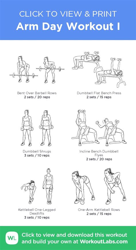 Arm Day Workout I Click To View And Print This Illustrated Exercise