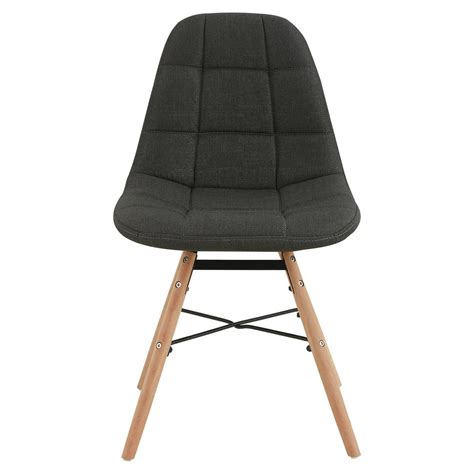 Lot De 2 Chaises Scandinave Tissu Gris Anthracite pieds en Hêtre 3