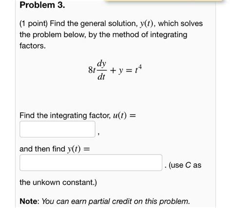 solved problem 3 1 point find the general solution y t