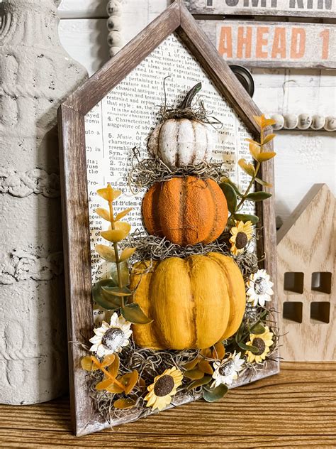 Dollar Tree Stacked Pumpkins Small Fall Sign Fall Home Decor Idea
