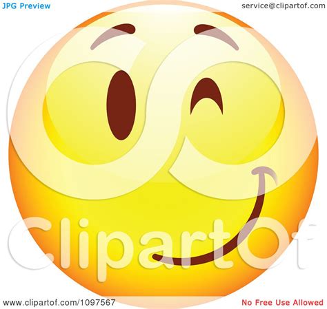 Clipart Flirty Winking Yellow Cartoon Smiley Emoticon Face Royalty