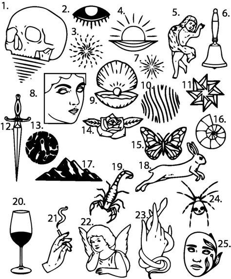 Pre Made Ready To Use Butterfly Skull Knife Flash Tattoo Stencils Set