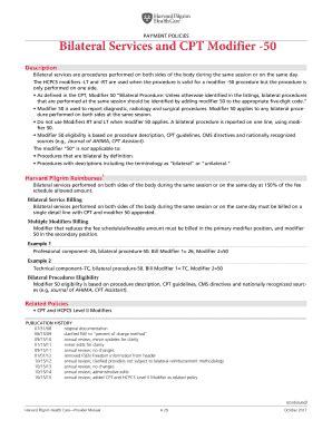 Fillable Online Bilateral Services And CPT Modifier 50 Fax Email Print