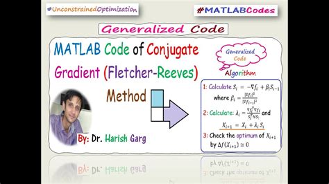 matlab code of conjugate gradient fletcher reeves method youtube