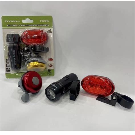 Kit Lanterna Farol Sinalizador Traseiro Para Bike Bicicleta Led