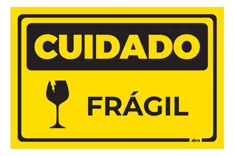 Placa De Sinalização Cuidado Frágil Pvc 30x20 Cm MercadoLivre