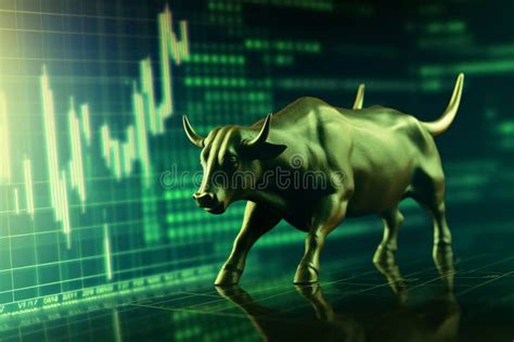 Stock Market Bull Market Trading Up Trend Graph Green Background Stock