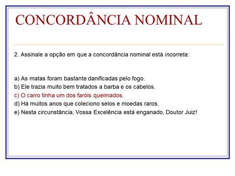 Concordância Nominal Exercícios Contextualizados