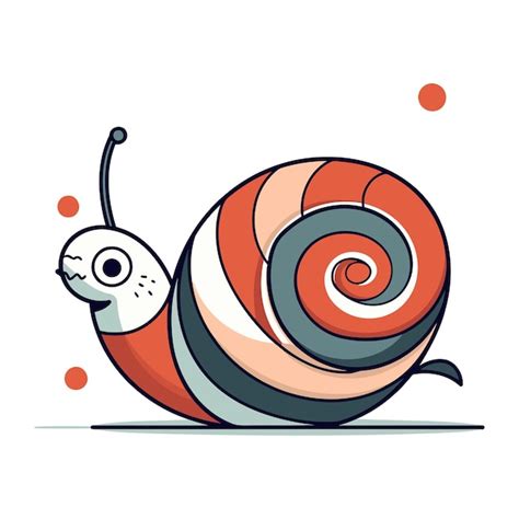 Lindo caracol de dibujos animados ilustración vectorial en fondo blanco