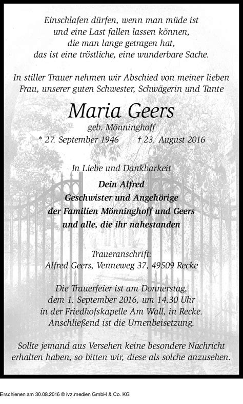 Ivz Trauer Maria Geers