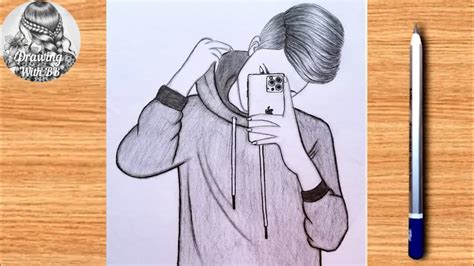 How To Draw Attitude Boy Taking A Selfie Pencil Sketch For Beginner