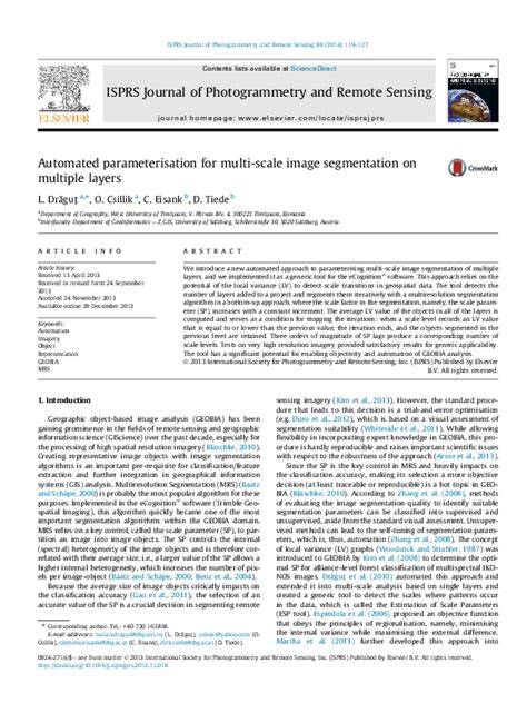 pdf automated parameterisation for multi scale image segmentation on multiple layers dirk