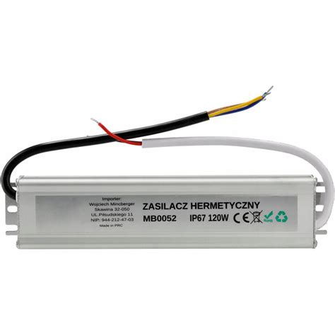 Zasilacz 12V 120W 10A wodoodporny do taśm LED IP67 5904261913237 LedOne