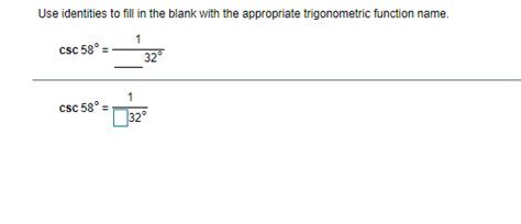 solved use identities to fill in the blank with the