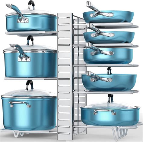 Amazon ORDORA Pots And Pans Organizer For Cabinet 8 Tier Pot