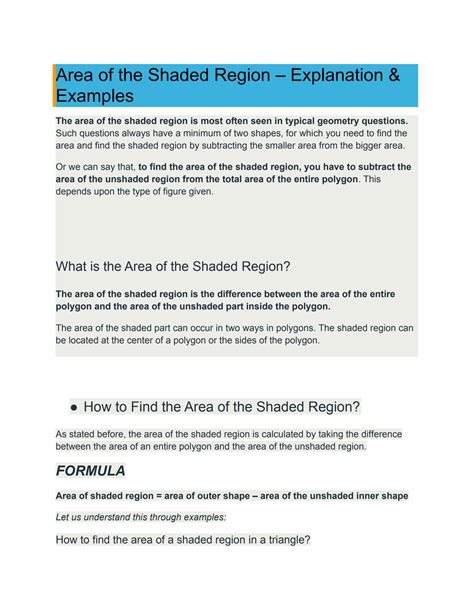 SOLUTION What Is The Area Of The Shaded Region Examples Pdf Studypool