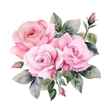 Ramo De Flores Rosa Rosa Acuarela Png Florecer Acuarela Estilo Png