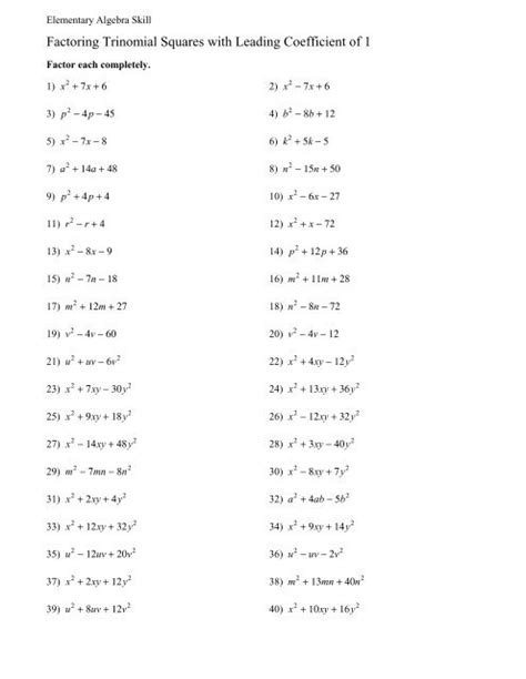 Factoring Trinomials Worksheets Math Monks Worksheets Library