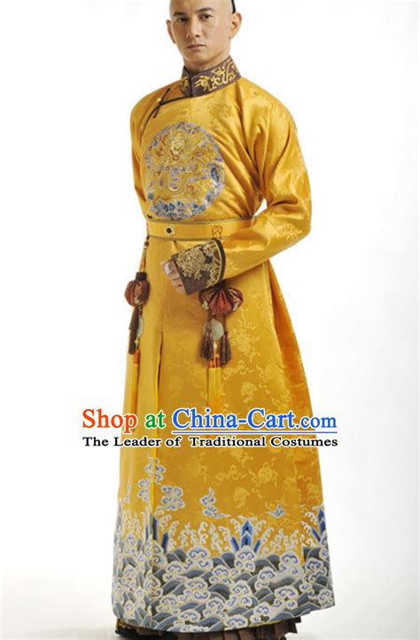 Traditional Chinese Qing Dynasty Manchu Prince Emperor Robe Clothing For Men Chinese Mens