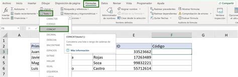Concatenar celdas en Excel une varias celdas en sólo una