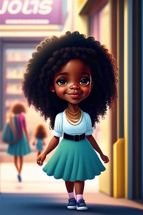 Lexica Simple Cartoonish Style Curly Headed Black Woman Walking Out