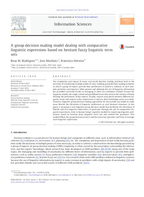 pdf a group decision making model dealing with comparative linguistic expressions based on