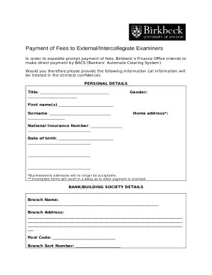 External Examiner Bacs Doc Template Pdffiller
