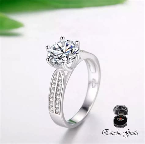 Anillo De Compromiso Plata Ley 925 Con Baño De Oro Blanco 550 00 en