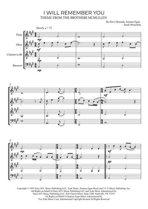 I Will Remember You Arr Alex Nunes Rodrigues By Sarah McLachlan