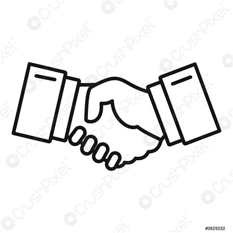 Handshake Icon Outline Style Stock Vector 3829232 Crushpixel