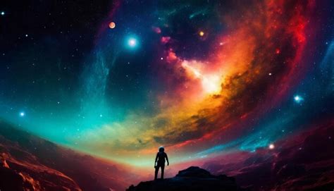 Explorando Los Misterios Del Universo Silueta Del Ser Humano