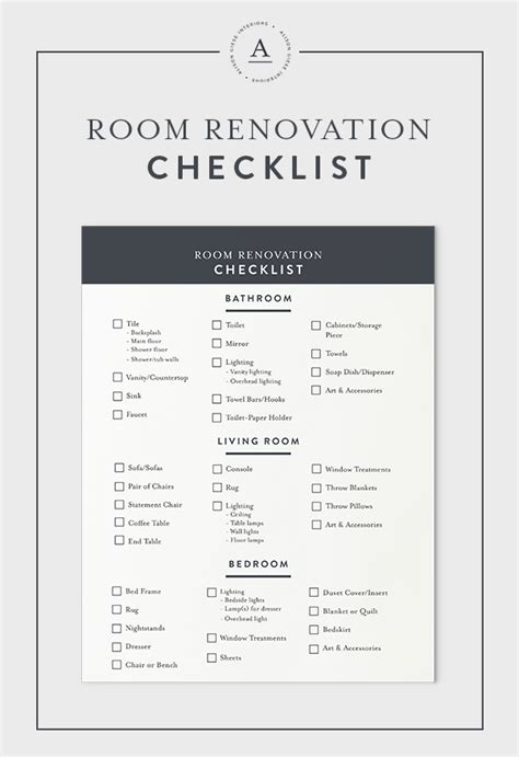 Home Renovation Checklist By Room