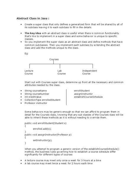 abstract class in java pdf class computer programming inheritance object oriented