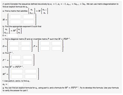solved 1 point consider the sequence defined recursively