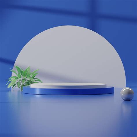 Premium Psd Abstract Blue Geometry Shape Background White Podium