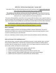 MKTG 500 Summer 2020 Mid Term Exam Study Guide Docx MKTG 500 Mid