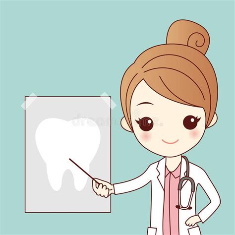 A Woman Doctor Pointing At A Sign With A Tooth On It