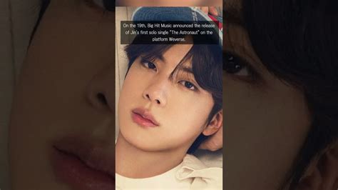 Bts Jin Will Release A Solo Single On The Th The Astronaut Youtube