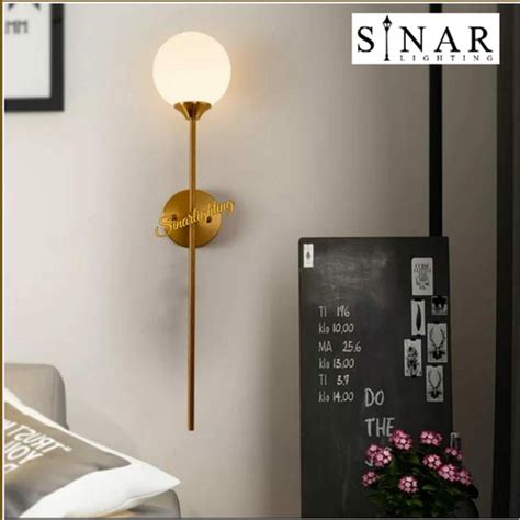 Jual Lampu Dinding Modern Gold Pipa Kaca 38016 Kaca Susu Kota