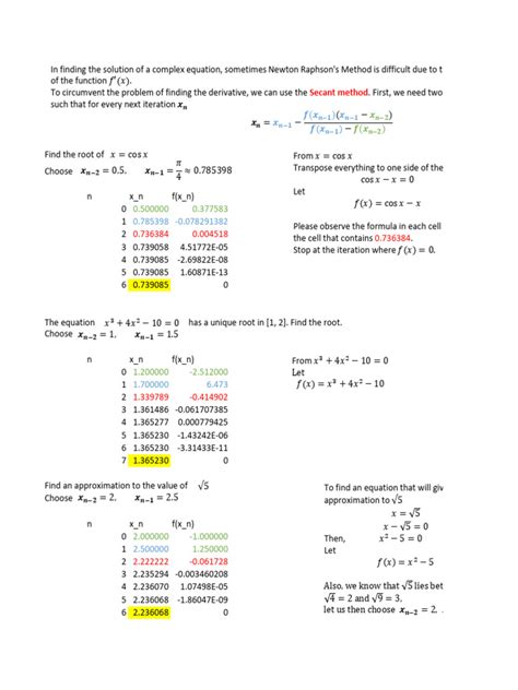 5 secant method examples pdf elementary mathematics mathematical concepts
