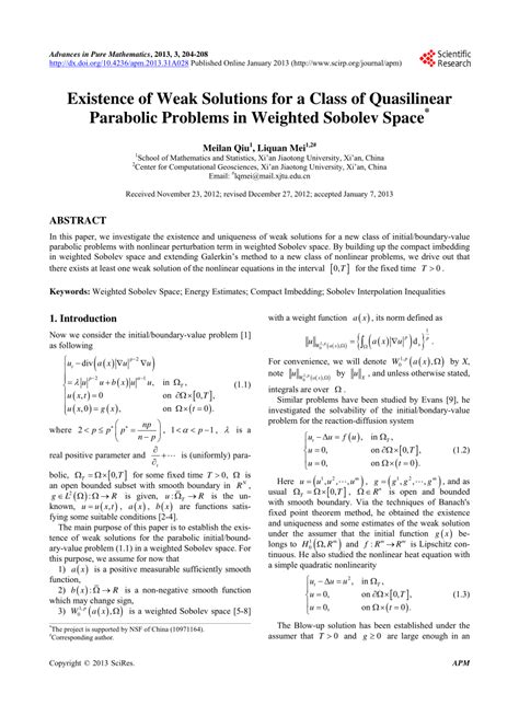 pdf existence of weak solutions for a class of quasilinear parabolic problems in weighted