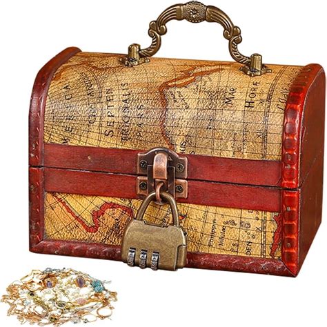 Fengq Vintage Holz Schatztruhe Schatztruhe Mit Zahlenschloss Holz