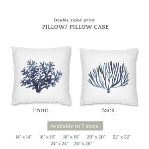 Watercolor Blue Coral Pillow Cover Watercolor Coral Reef Pillow