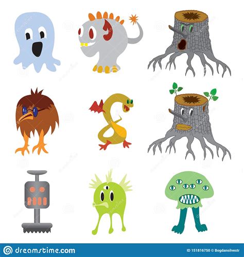 Elementos Engra Ados Do Projeto Do Car Ter Bonito Da Cor Do Monstro