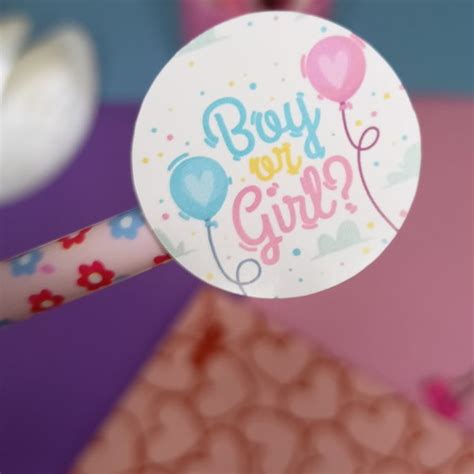 Adesivo Chá Revelação Boy Or Girl 40unid redondo 5cm Elo7