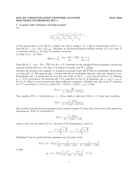 communication network analysis problem set 4 solutions ece 567 docsity