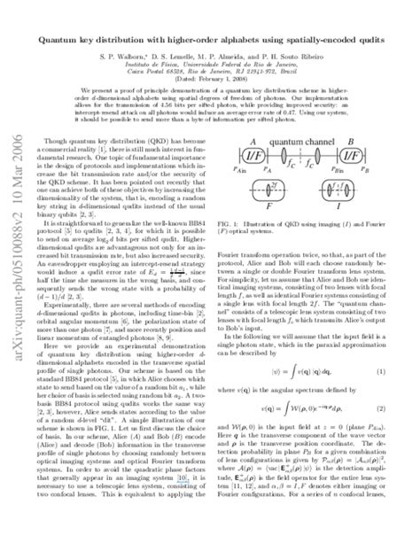 pdf quantum key distribution with higher order alphabets using spatially encoded qudits